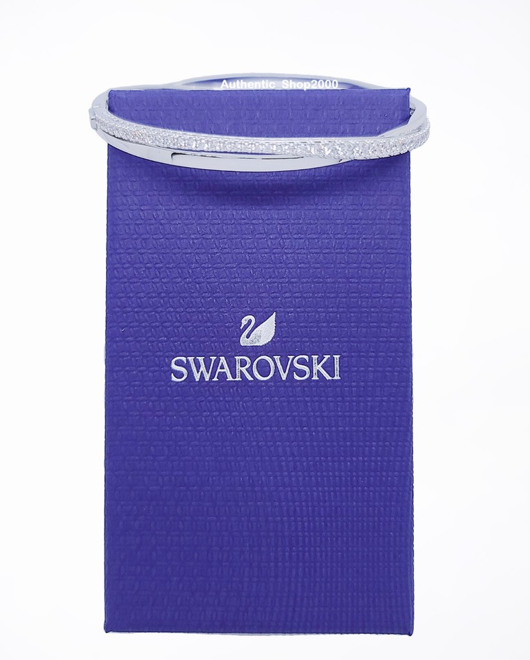 NEW Authentic SWAROVSKI Rhodium Crystal Pavé Twist Rows Bangle Bracelet ...