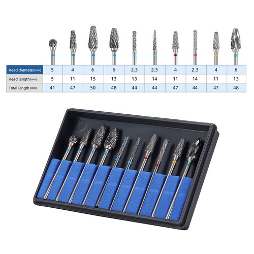 10pcs Dental Carbide Drills Dental Lab Popular Carbide Cutter Burs Kit ...