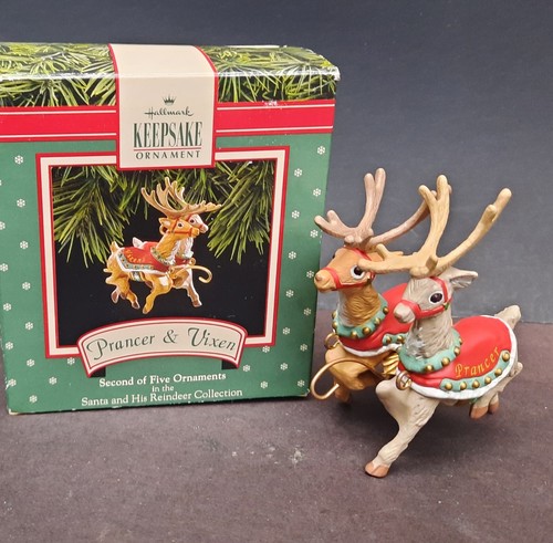 Brand New Keepsake Ornament Prancer & Vixen Santa & His Reindeer ...