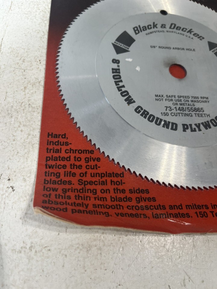 - Black & Decker 8 Inch Plywood Saw Blade 5/8 Arbor Hole New Table ...