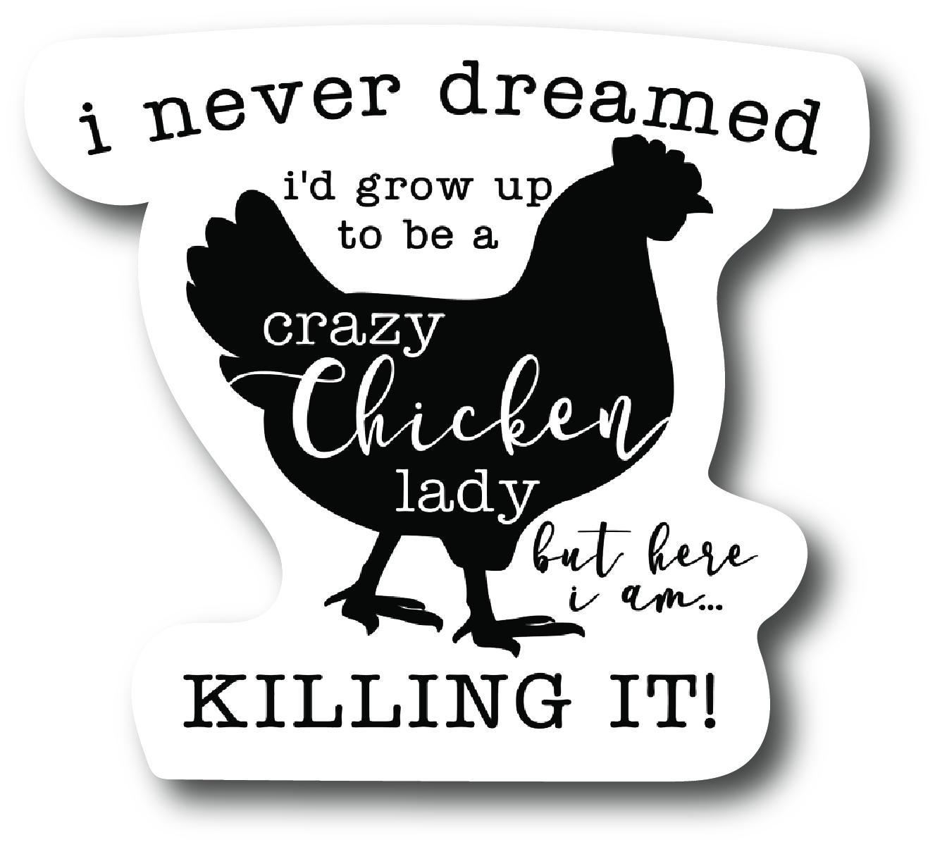 Crazy chicken lady Funny 4 In Sticker, Decal for Car Bumper Sticker ...