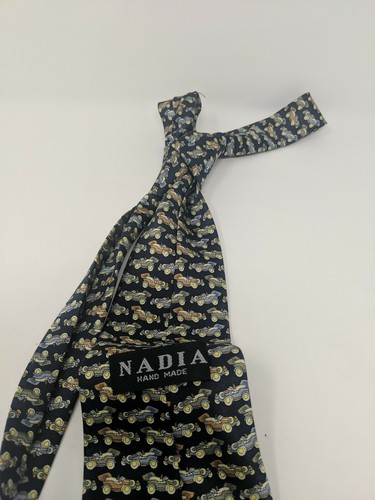 Nadia Roden Handmade Neck Tie With Old Fashioned Race Car Pattern | eBay