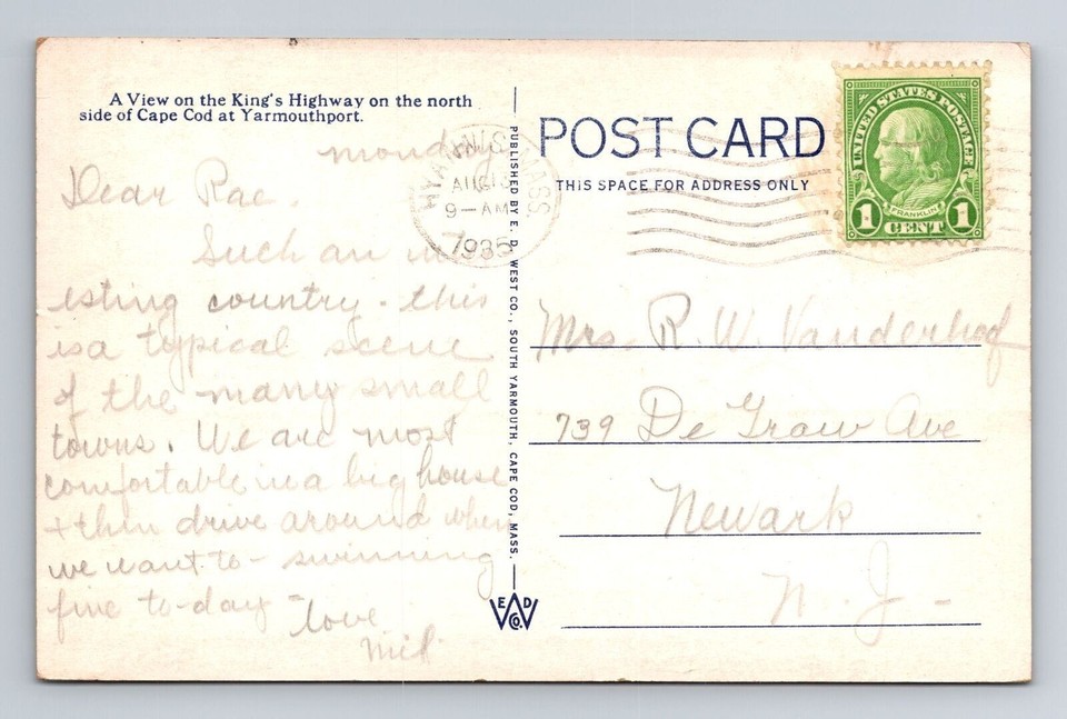 Cape Cod MA-Massachusetts, Kings Highway, Antique Souvenir Vintage ...