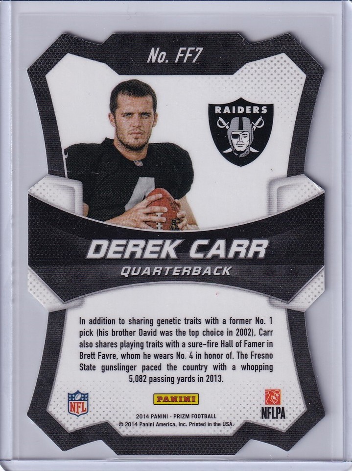 2014 Prizm Derek Carr Fresh Faces Rookie Card RC #FF7 Raiders | eBay