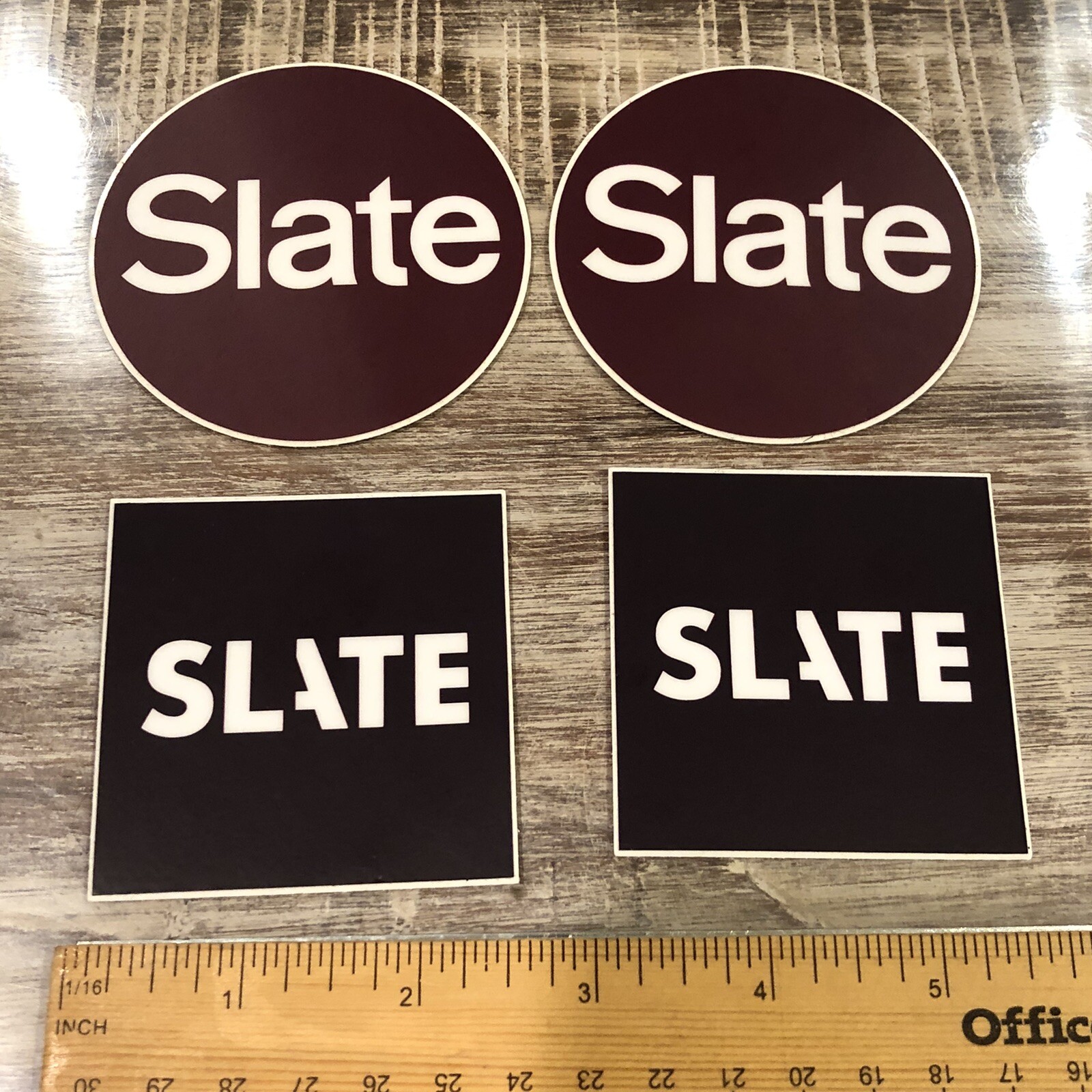 4 Slate Stickers: 2 Square, 2 Round - Purple And White Color, Slate ...