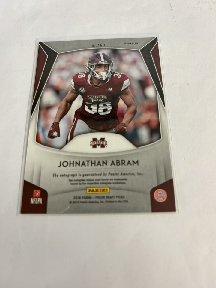 2019 Panini Prizm Draft Picks Prizm Autograph Johnathan Abram (#160) | eBay