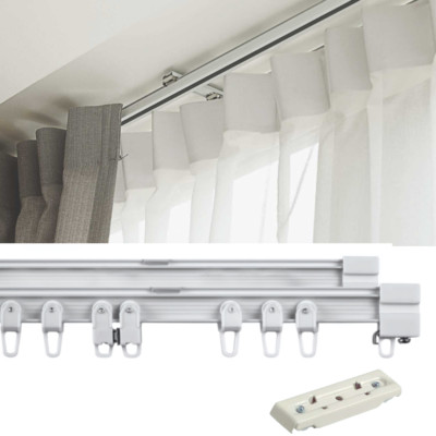 ILINE BENDABLE DOUBLE CURTAIN TRACK RAIL 83MM TOP CEILING FIX BRACKETS ...