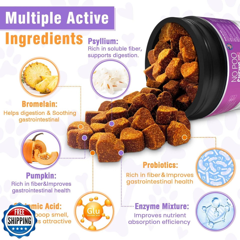 300 Chews No Poo Chews For Dogs-Stool Deterrent For Dog Eating Poop ...