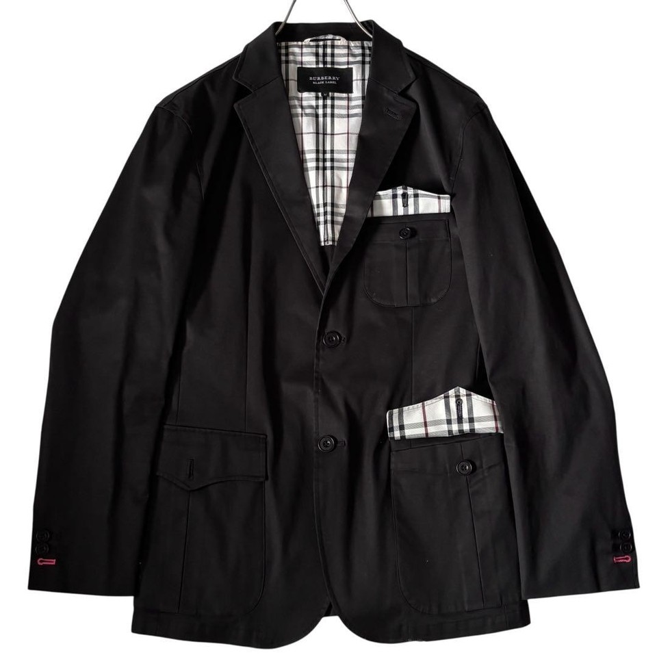 BURBERRY BLACK LABEL Blazer Nova Check Unconstructed Black Men's Size S ...