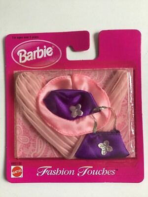 Mattel 1998 Barbie Fashion Touches Pink Stocking, Hat w/ Purse NIP ...