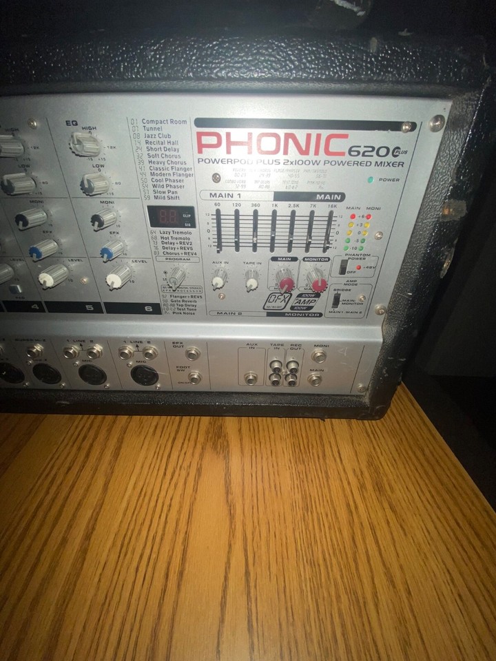 PHONIC 620 POWERPOD DELUXE 2X100W POWERED MIXER AMPLIFIER PA SOUND ...