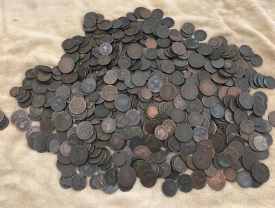 1/2 Kilo of Old Antique English Curio's - Georgian Copper Coins Worn ...