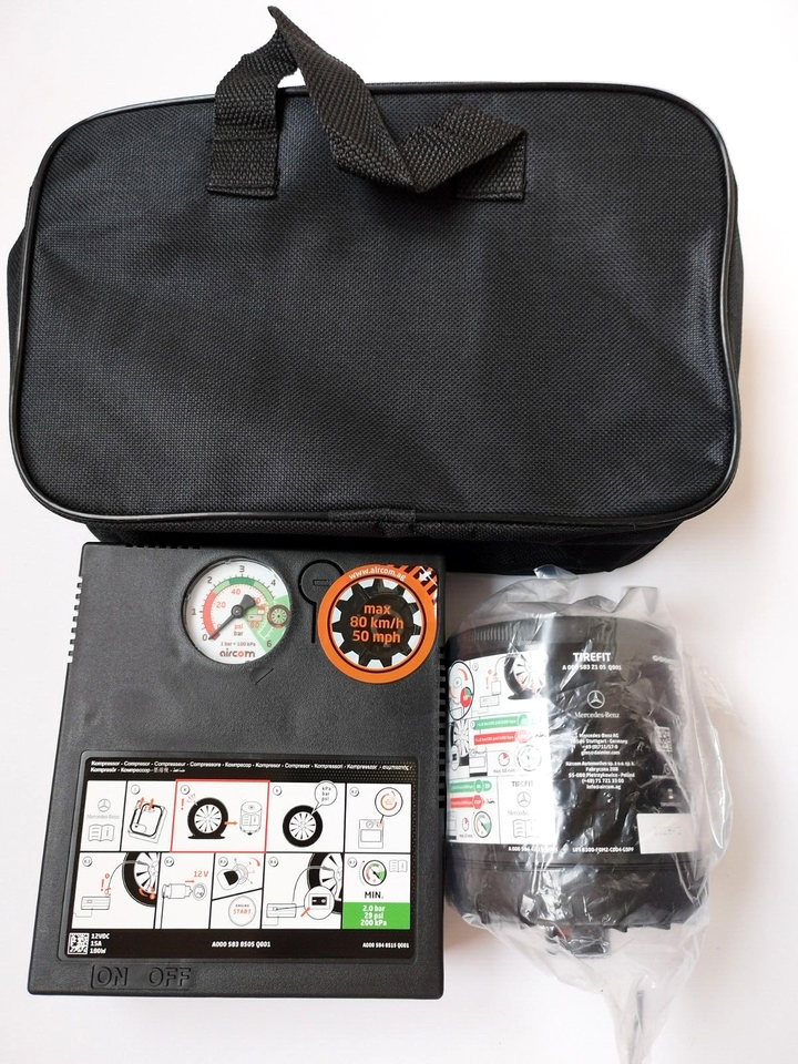 Mercedes-Benz Air Tire Pump Compressor TIREFIT Kit+Sealant 350ml ...