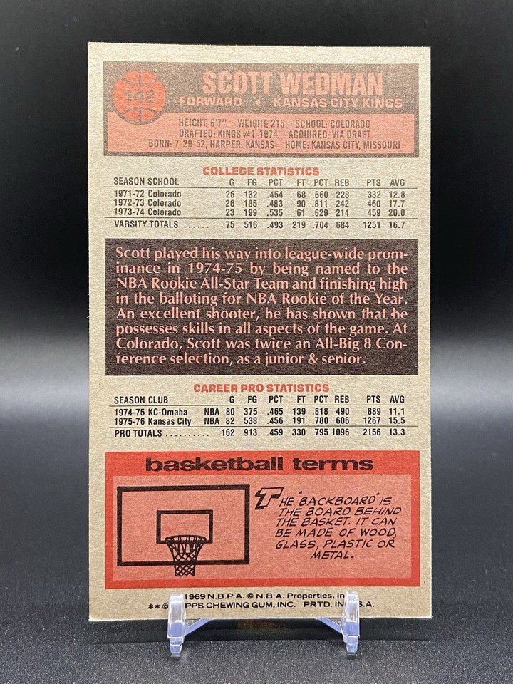 1976-77 Topps Basketball Tall Boy Card #142 Scott Wedman Kansas City ...