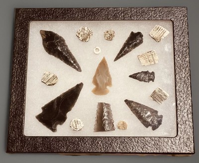 Northern American Indigenous Arrowhead Points, Shell Trade Bead ...