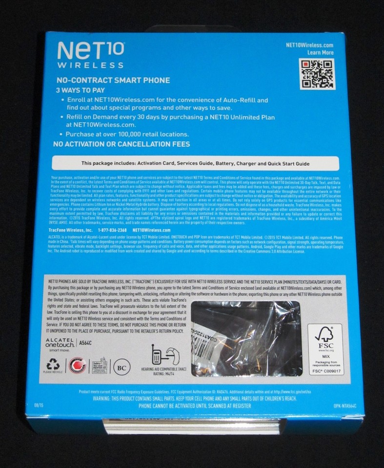 Brand New Sealed NET10 Alcatel One Touch Pop Icon 5" 4GB Prepaid ...