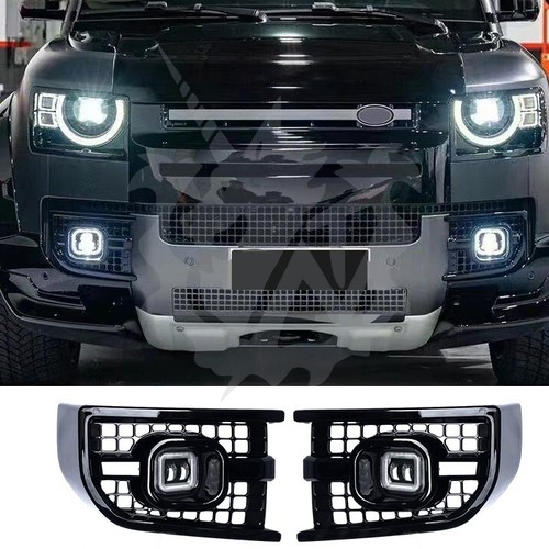 For LR Defender 2020-2024 Front White LED Fog Light Driving Lamp Grill ...