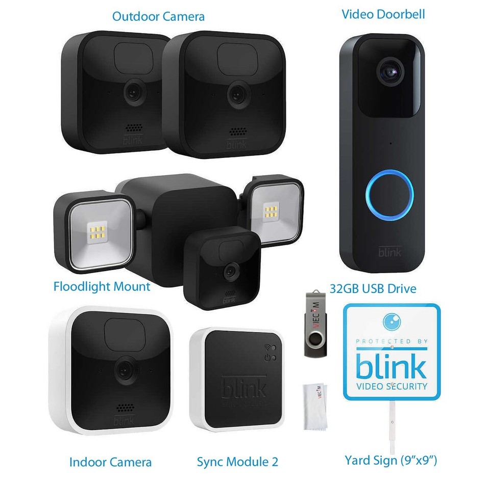 Blink Whole Home Security Camera System with Video Doorbell Floodlight ...