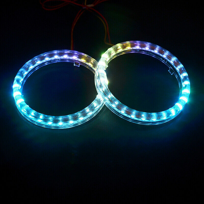 2X RGB 80MM LED Light Guide Angel Eyes Halo Rings for Car Headlight ...