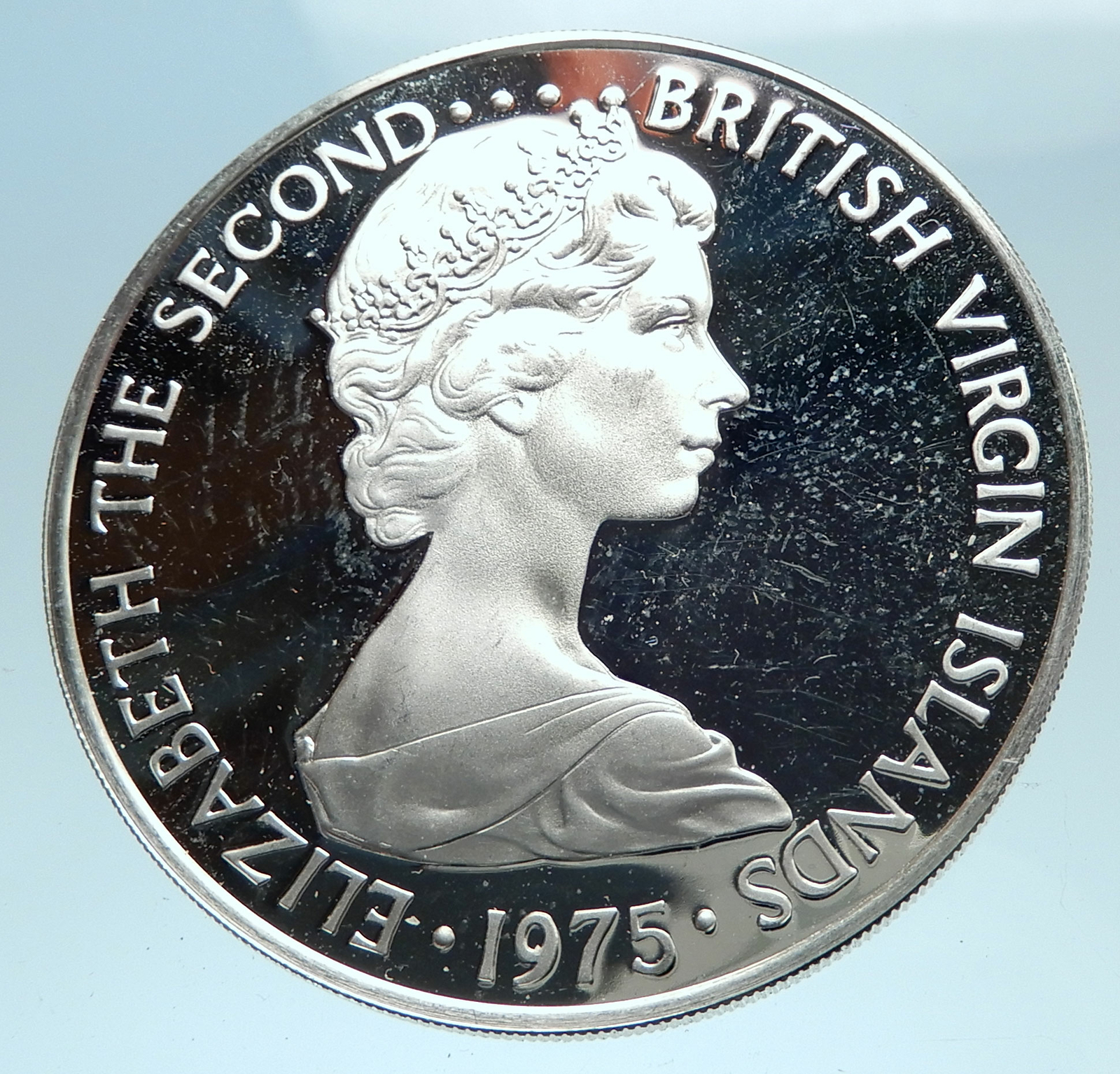 1975 Proof British Virgin Islands Queen Elizabeth II Proof Silver Coin ...