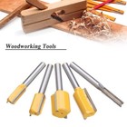 5 Pcs 1/4" Shank Straight Router Bit Set Wood Milling Cutter ...