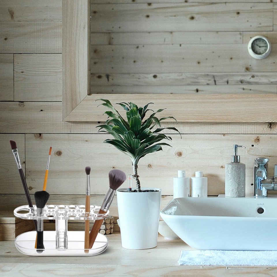 Vanity Countertop Organizer Creative Makeup Brush Storage Rack Clear ...