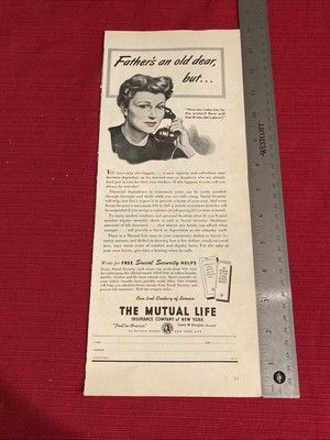 The Mutual Life Insurance Company of New York 1940’s Print Ad | eBay