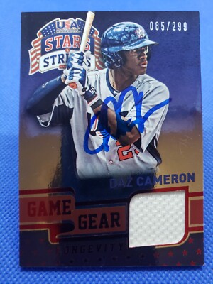 DAZ CAMERON autograph Stars & Stripes Jersey card #/299 DETROIT TIGERS ...