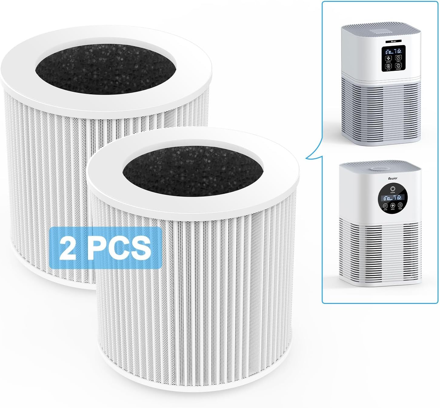 VEWIOR 2-Pack Air Purifier A1 Replacement Filter H13 True HEPA Air ...