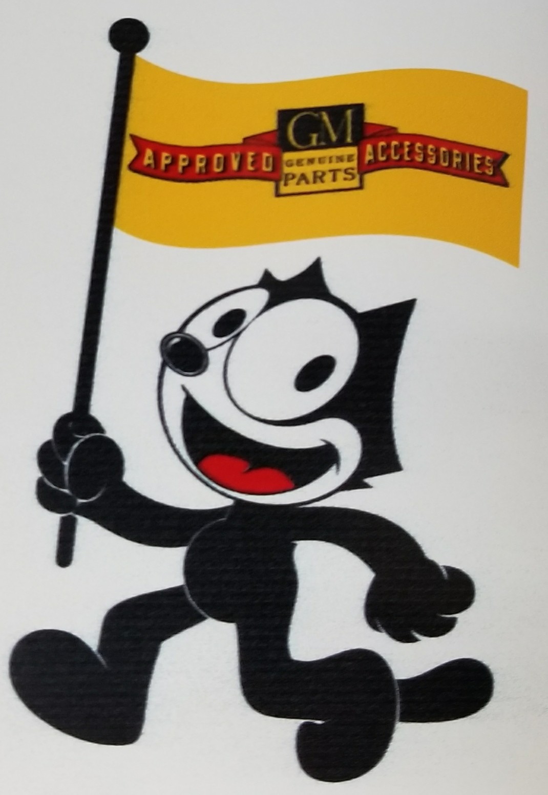 1930s 1940s Felix the Cat Gm Accessories Flag Die Cut Decal Chevy Bomb ...