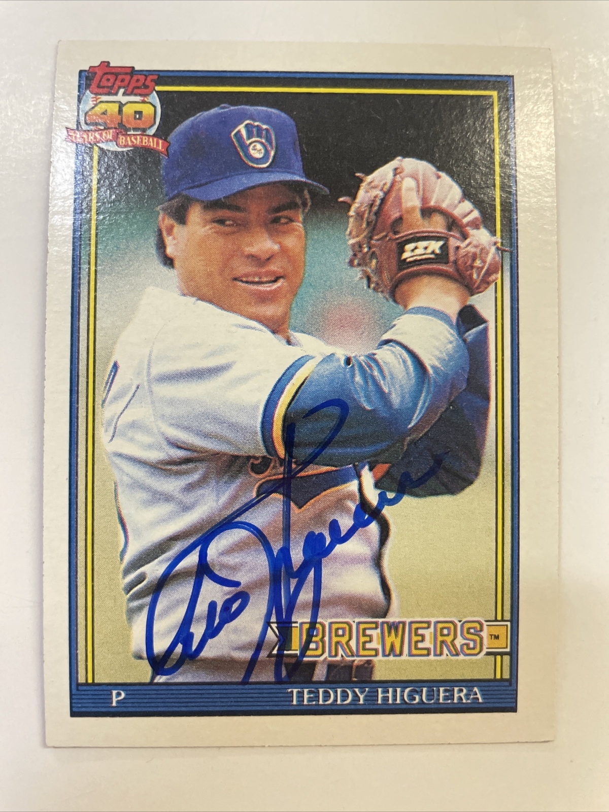 Teddy Higuera Autographed 1991 Topps Card #475 Milwaukee Brewers A-386 ...