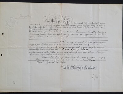 King George V Signed Earl Grey Autograph Royal Military Document ...