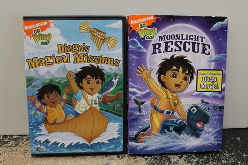 Lot of 4 Go Diego Go dvds; Fiesta, Magical Missions, Moonlight Rescue ...