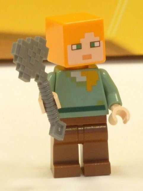 LEGO Minecraft Alex minifigure (min017) with axe, from set 21140, new ...