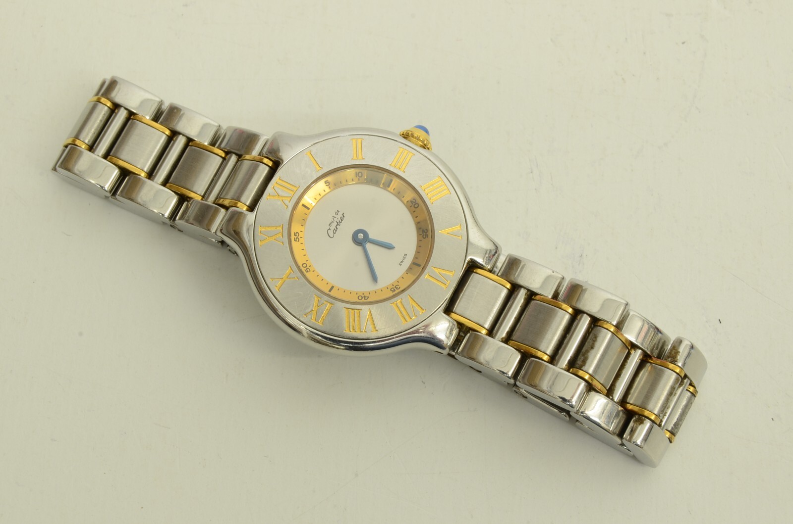 Authentic Must de Cartier Watch 27mm Quartz SS Gold Vintage Roman ...