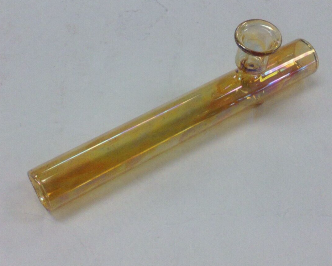 6" CLEAR GOLD GLASS STRAIGHT ROUND STEAMROLLER TOBACCO SMOKING HAND ...