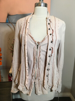 Nigel Preston Peach Leather Fringe Vest Jacket 2 Piece Set 2400-233 ...