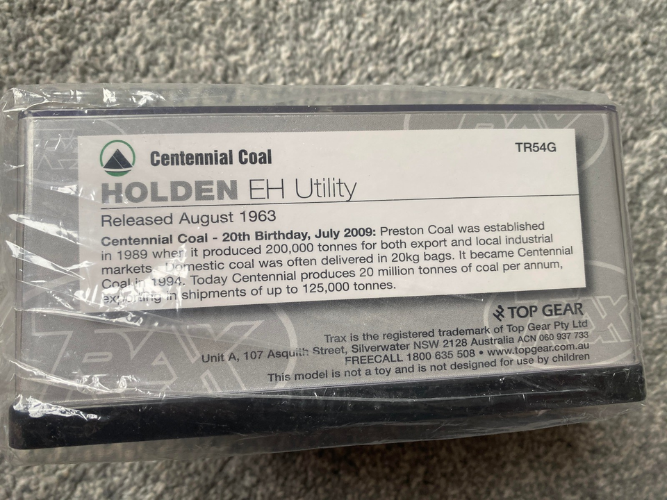 TRAX AUSTRALIA 1:43 GAUGE TR54G HOLDEN EH UTILITY (UTE) 1963 CENTENNIAL ...