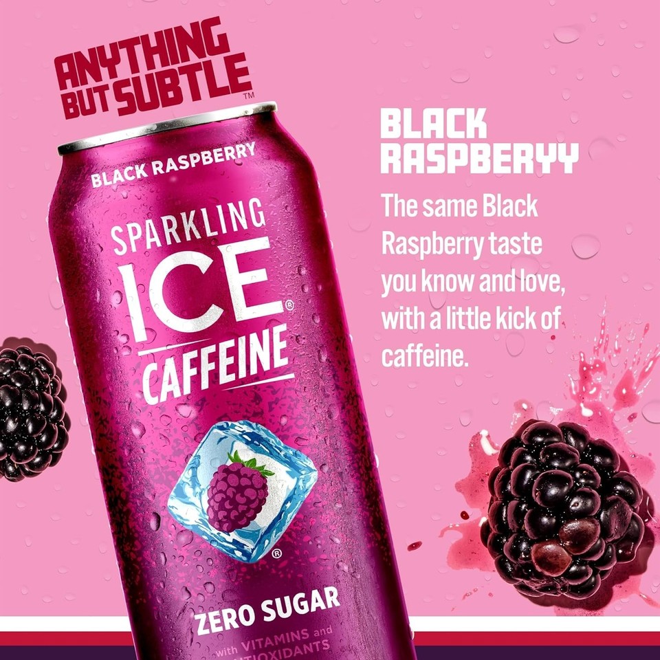 Sparkling Ice Caffeine Black Raspberry Sparkling Water with Caffeine ...