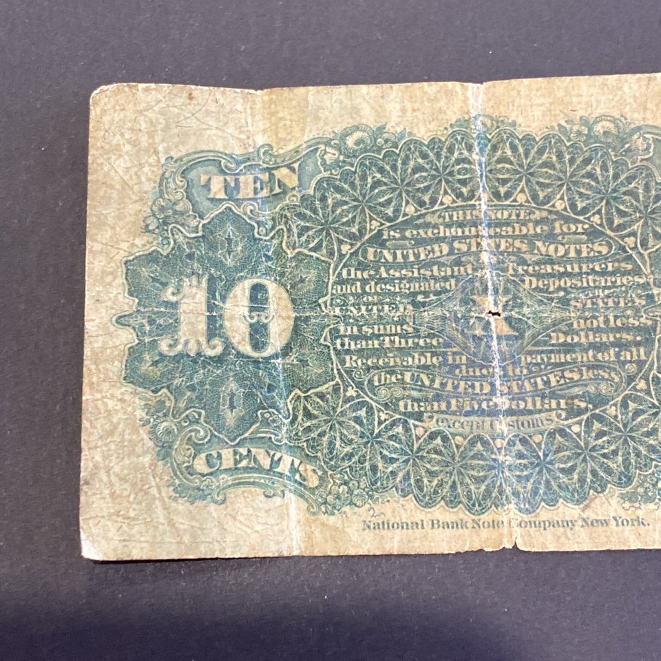 1863 10 Cents US Fractional Currency Civil War Note Fourth Issue ...