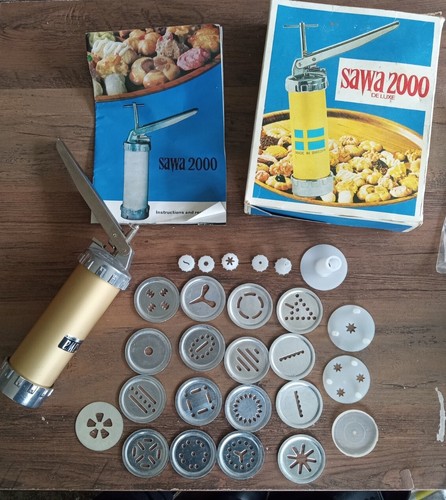 Sawa 2000 Deluxe Vintage Metal Cookie Press Decorator Gun Complete ...