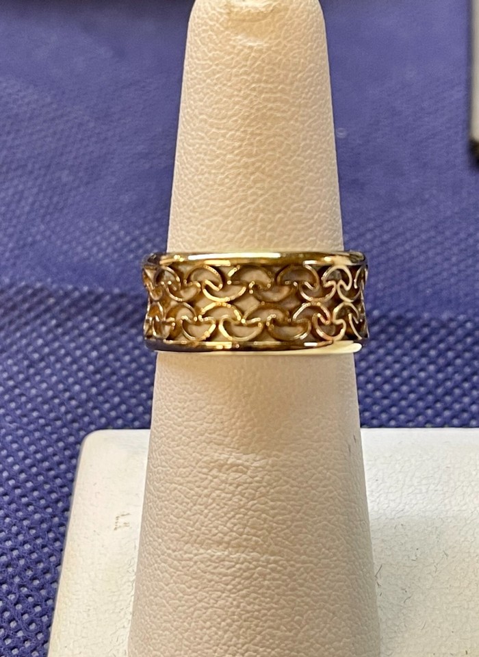 14K Yellow Gold Filigree Band Ring Size 7 | eBay