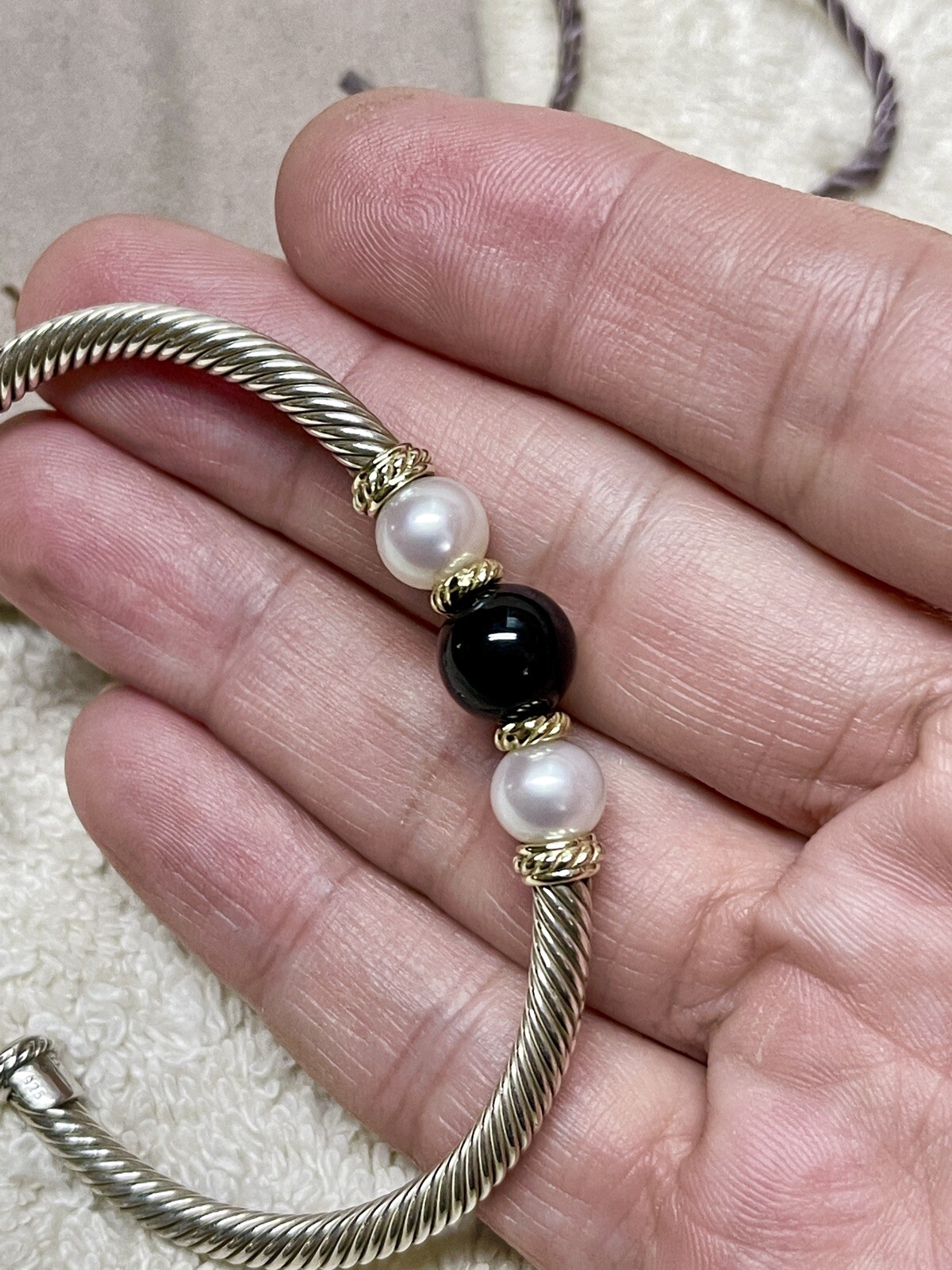 David Yurman Womens Sterling Silver/18K Gold Bracelet… - Gem