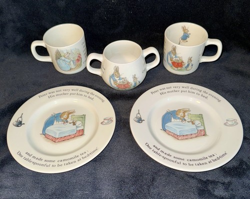 Wedgewood England Beatrix Potter Peter Rabbit Plates Cups Set Lot of 5 ...