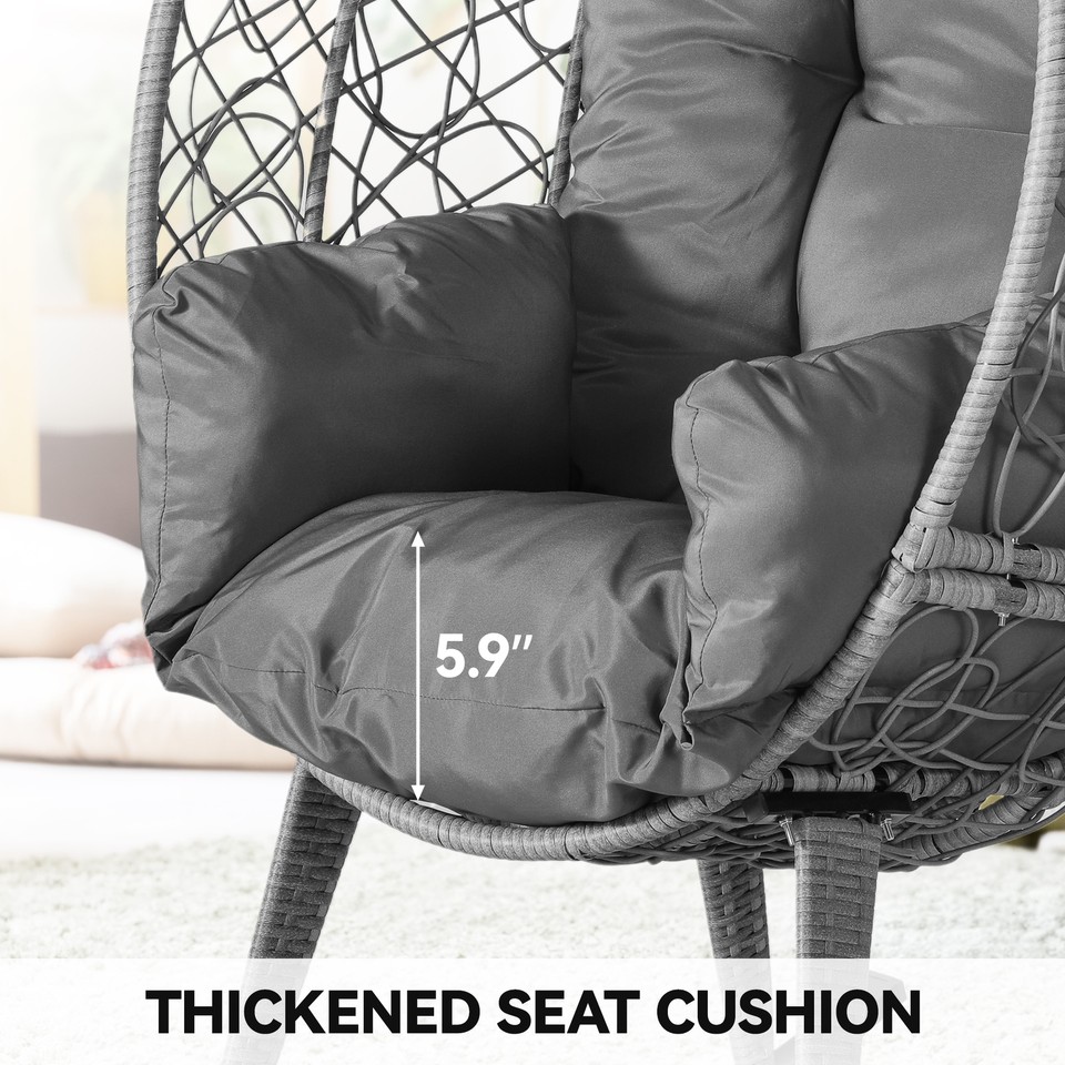 Rocking Egg Chair Wicker Patio Chair Resilient Egg Lounger Chair w ...