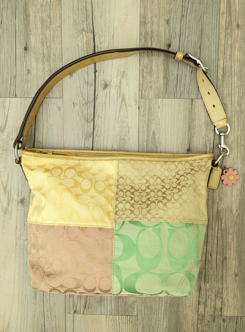 Coach Signature Pastel Patchwork Shoulder Summer Spri… - Gem