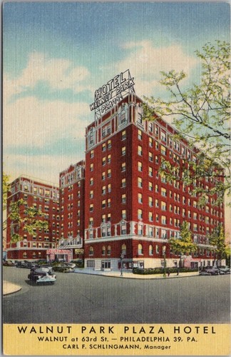 Vintage PHILADELPHIA, PA Postcard WALNUT PARK PLAZA HOTEL Street View ...