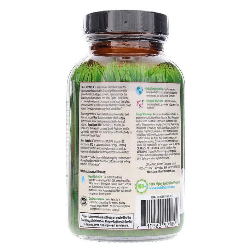Irwin Naturals Beet Root RED, Nitric Oxide 60 Liquid Softgels | eBay