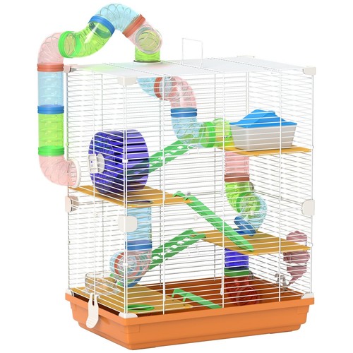 PawHut 18 5 Tier Hamster Cage with Tubes and Tunnels Small Animal Cage ...