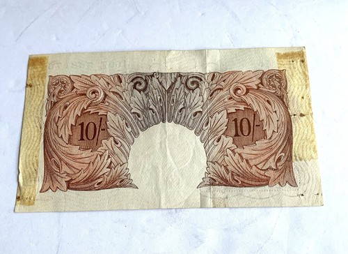 Bank Of England 1950s Ten 10 Shillings Paper Banknote Cash Money ...